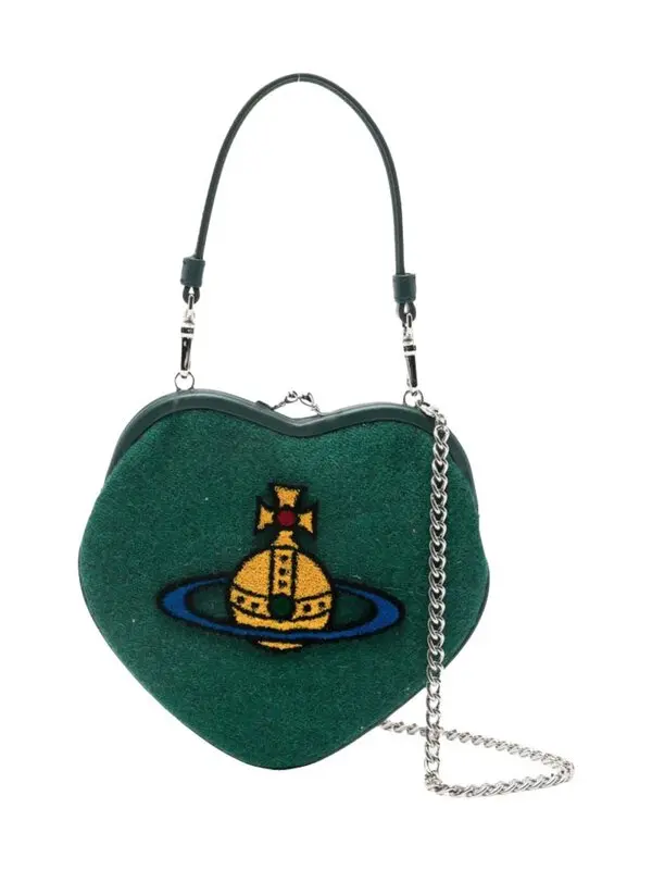 VIVIENNE WESTWOOD Belle Heart Appliqué Clutch Bag - Green