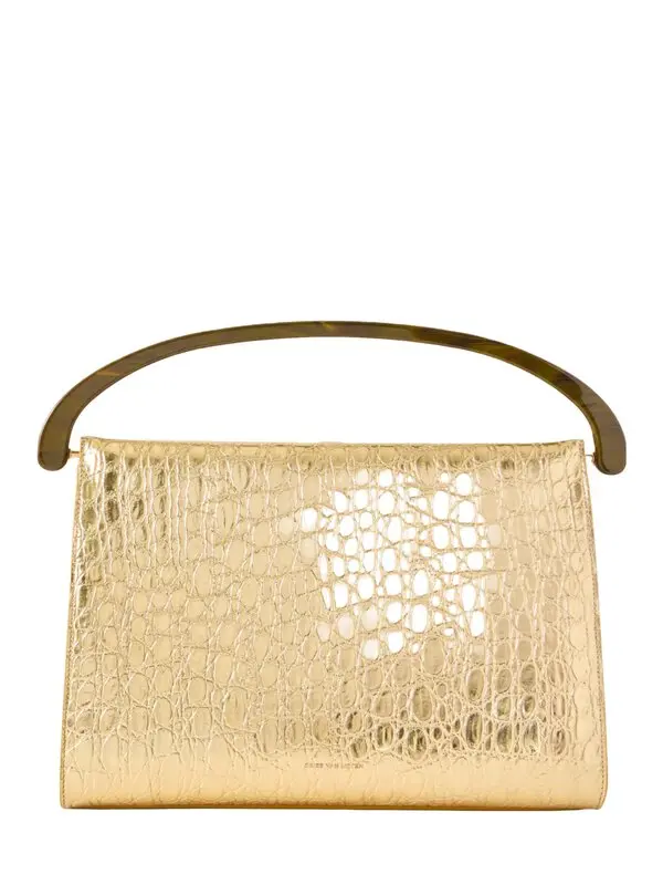 Dries Van Noten Metal Crocodile-patterned Leather Shoulder Bag - Golden