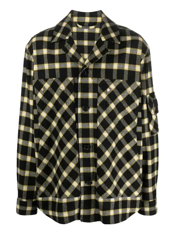 Versace Long-sleeved Checked Shirt Jacket - Black