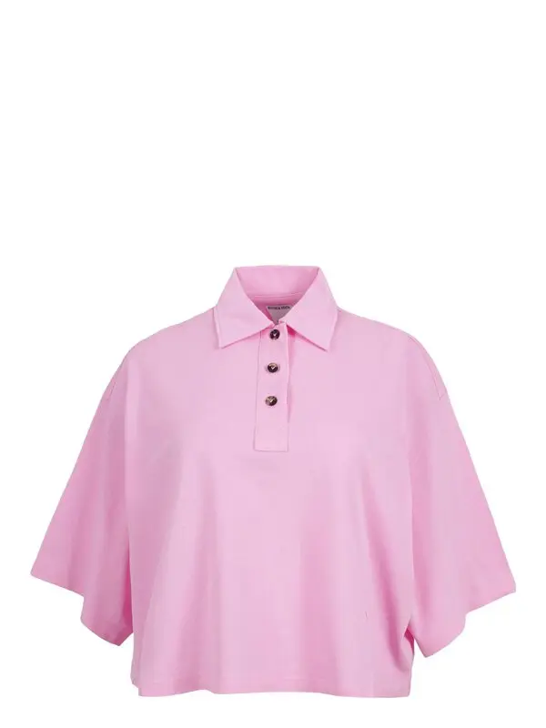 Bottega Veneta Short Sleeve Collared Polo Top - Pink