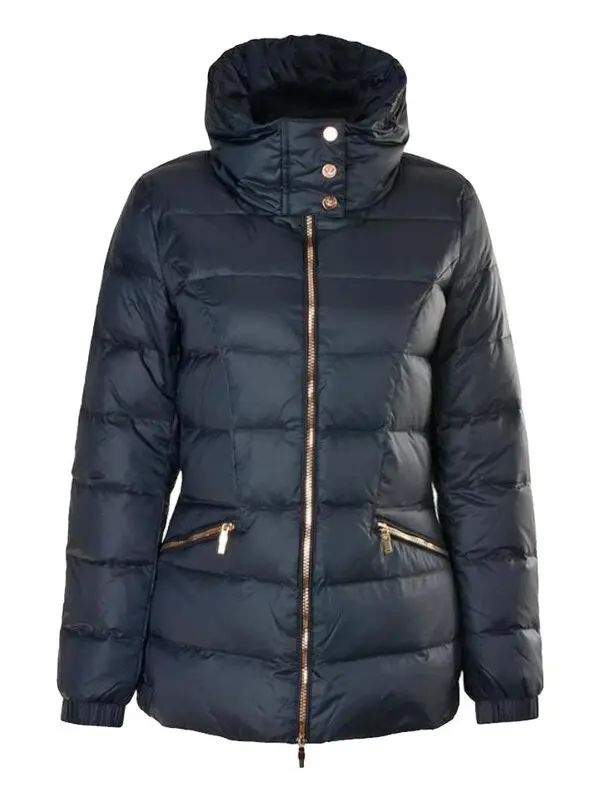 EA7 Quilted Down Jacket With Logo Detail - Black