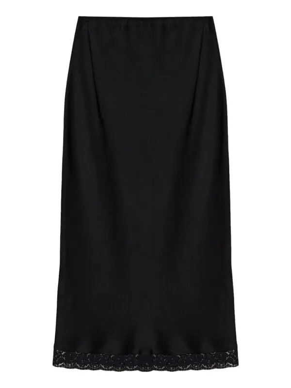 Victoria Beckham Lace Trim Midi Slip Skirt - Black