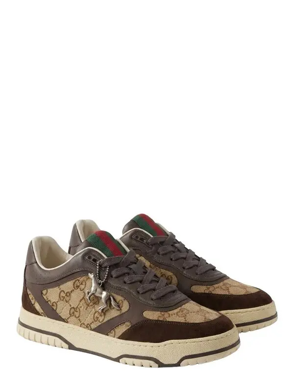 Gucci Re-web Sneaker - Beige And Dark Brown