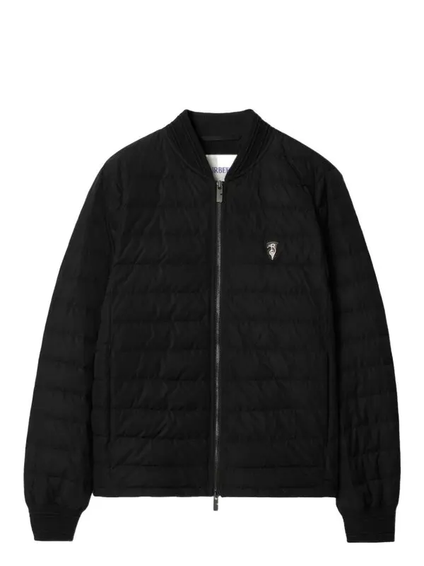 Burberry Logo Plaque Zipped Puffer Jacket - Black