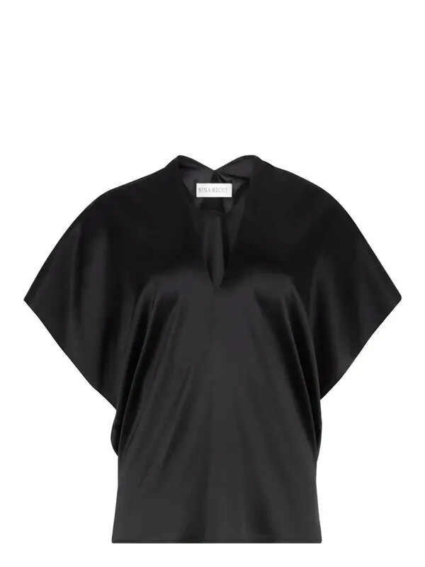 Nina Ricci Draped V-neck Top - Black