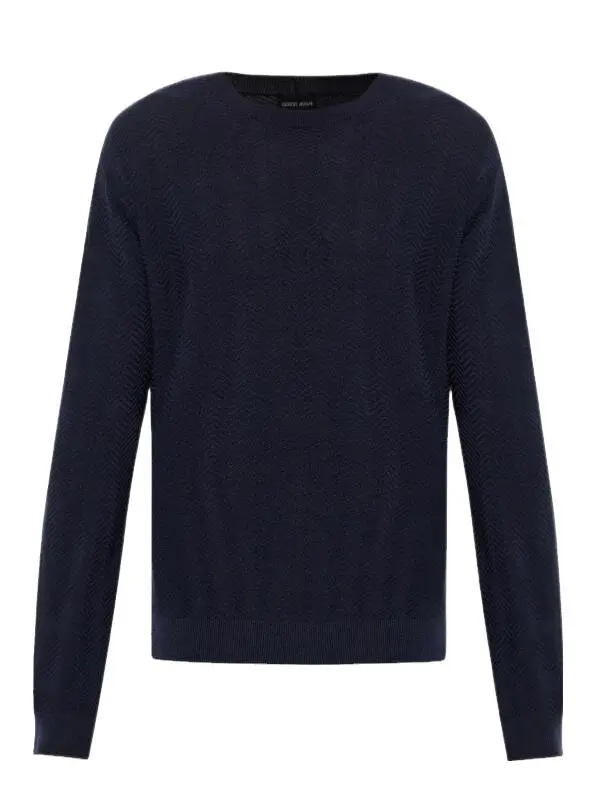 Giorgio Armani Crewneck Long-sleeved Jumper - Black
