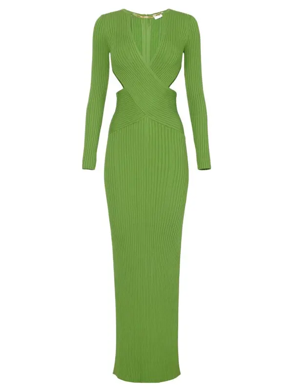 Elisabetta Franchi Openwork Knit Maxi Dress - Aloe