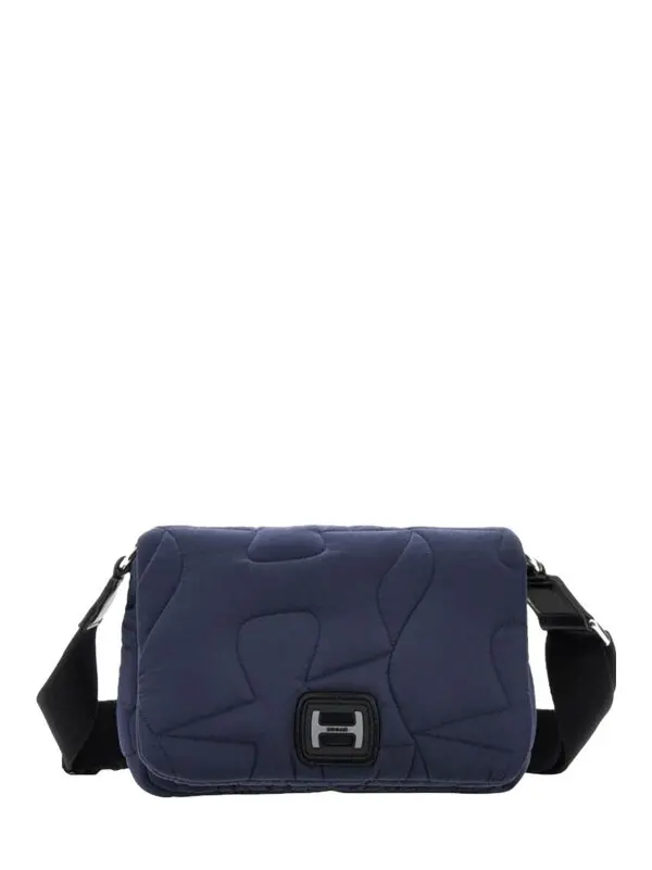 Hogan Quilted Crossbody Bag With H Logo Detail - Black