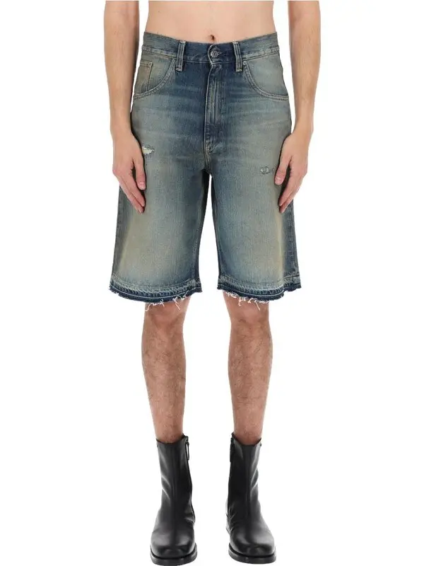 SUNFLOWER Super Wide Distressed Denim Shorts - Gray