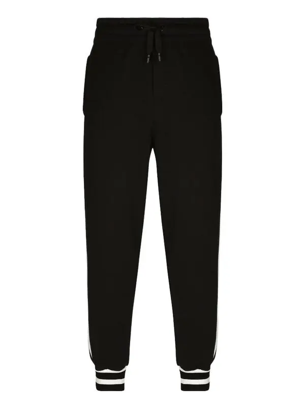 Dolce & Gabbana Logo-patch Side-stripe Sweatpants - Black