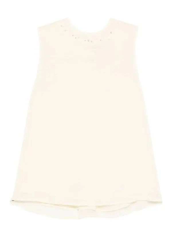 FORTE_FORTE Crystal Embellishment Top - White