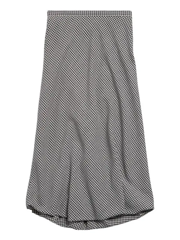 Balenciaga Twisted Houndstooth Wool Skirt - Black/white