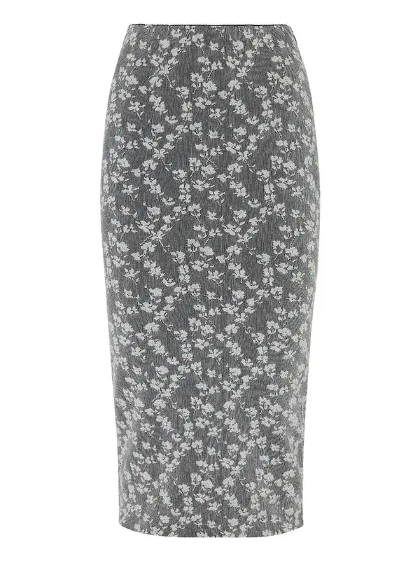 Fendi Floral Motif Layered Effect Midi Skirt - Black