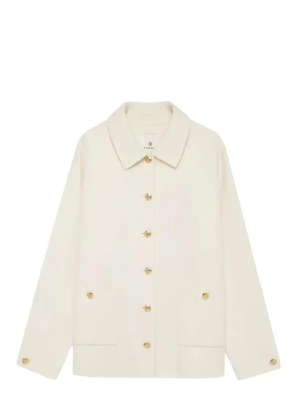 ANINE BING Long Sleeve Button-up Jacket - Ivory