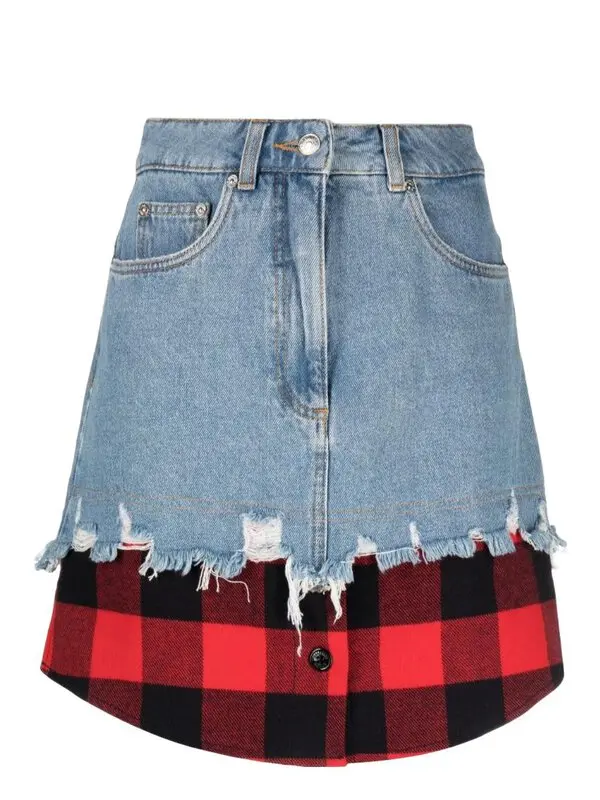 Moschino Layered Design Denim Skirt - Blue