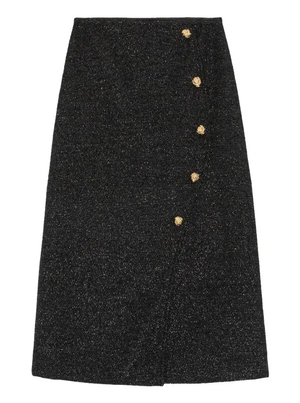 GANNI Sparkle Wrap Midi Skirt - Black