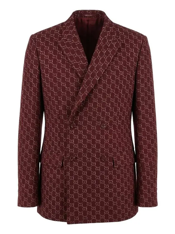Gucci Gg Shadow Double-breasted Jacket - Brown