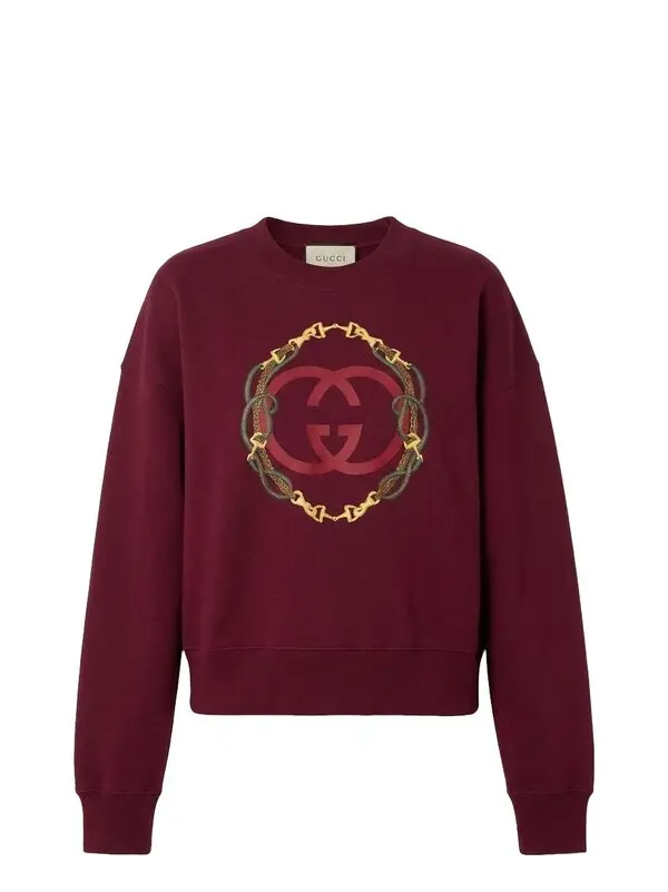 Gucci Cotton Jersey Sweatshirt With Interlocking G Print - Red