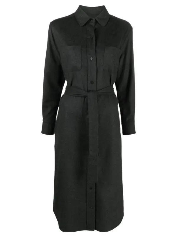 Thom Browne Belted Midi Shirt Dress - Black