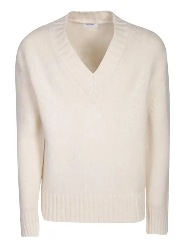 LARDINI Long-sleeved V-neck Jumper - White