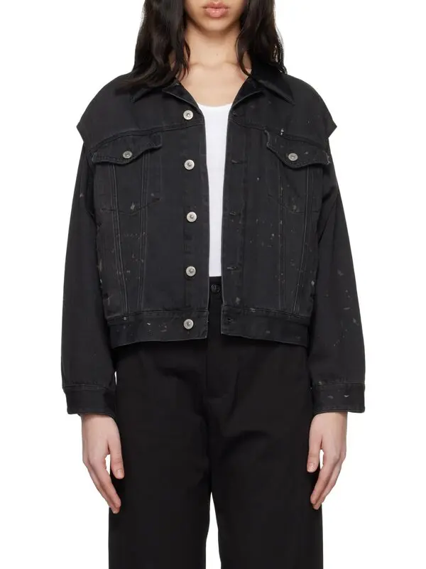 MAISON MARGIELA Denim Jacket With Satin Trim - Black
