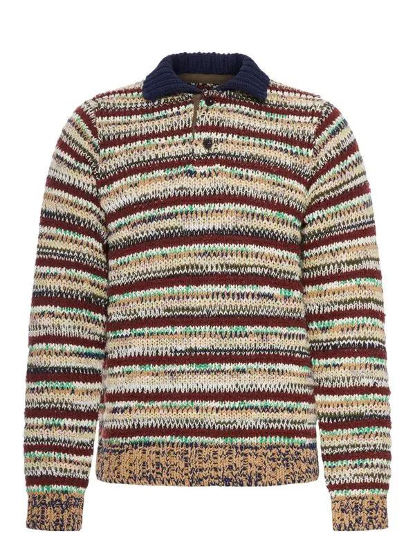 Sacai Striped Knitted Jumper - Beige Multi