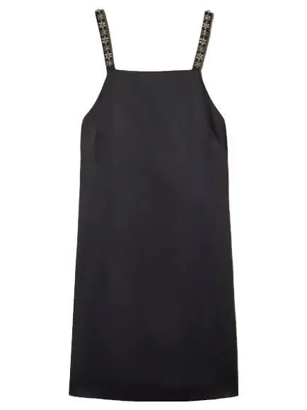 TWINSET Duchesse Embellished Short Dress - Black