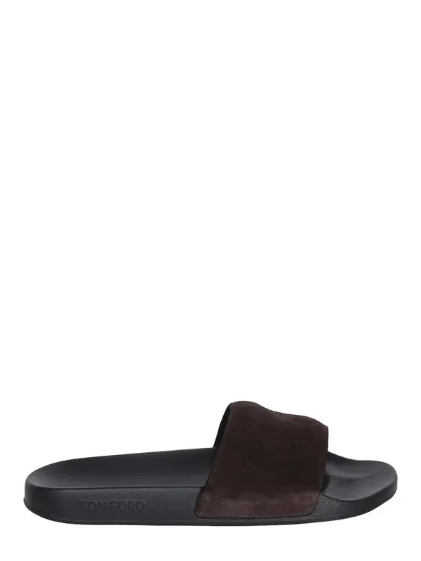 TOM FORD Logo Perforated Open-toe Slides - Black