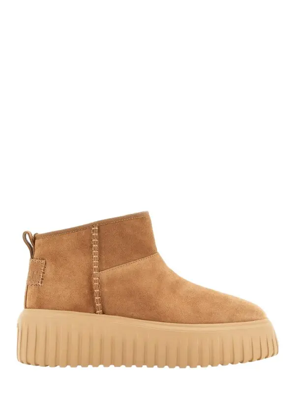 Hogan Round Toe Ankle Boots - Brown