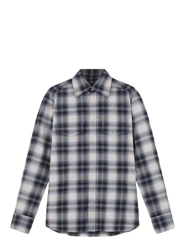 TOM FORD Checked Long-sleeve Shirt - Gray
