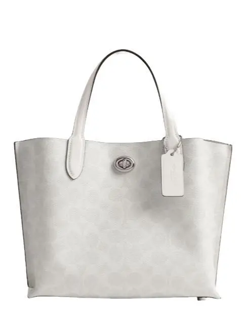 COACH Willow Tote Bag With Turnlock Closure - White