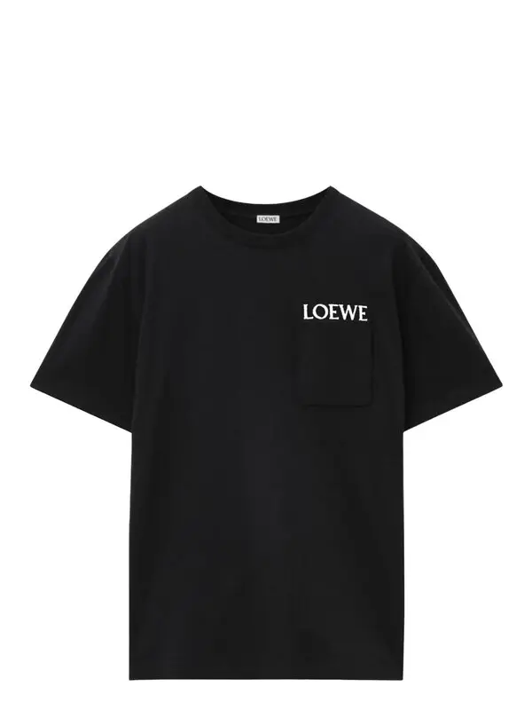 Loewe Logo Embroidered Crewneck T-shirt - Black
