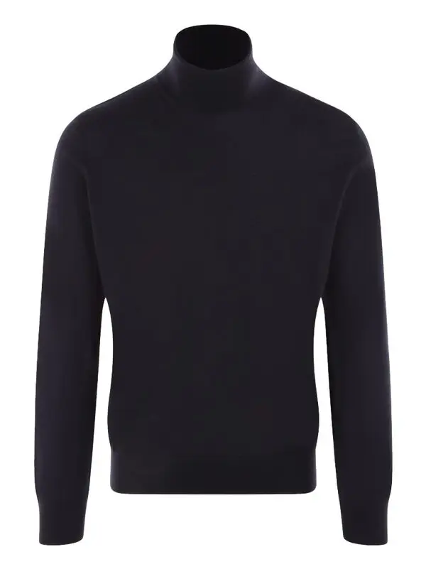 Zegna High-neck Long-sleeved Sweater - Black