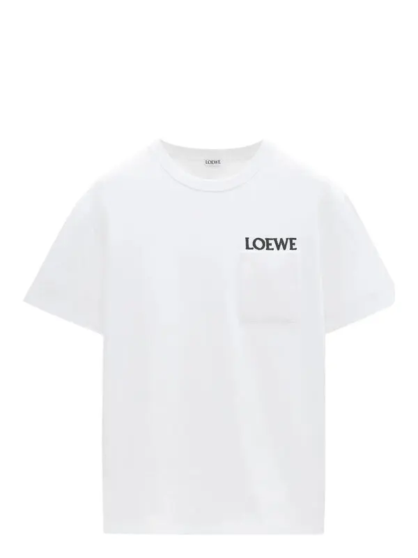 Loewe Logo Embroidered Crewneck T-shirt - White