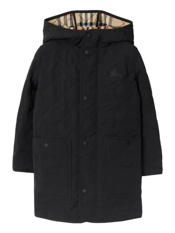 Burberry Quilted Hooded Coat - Black