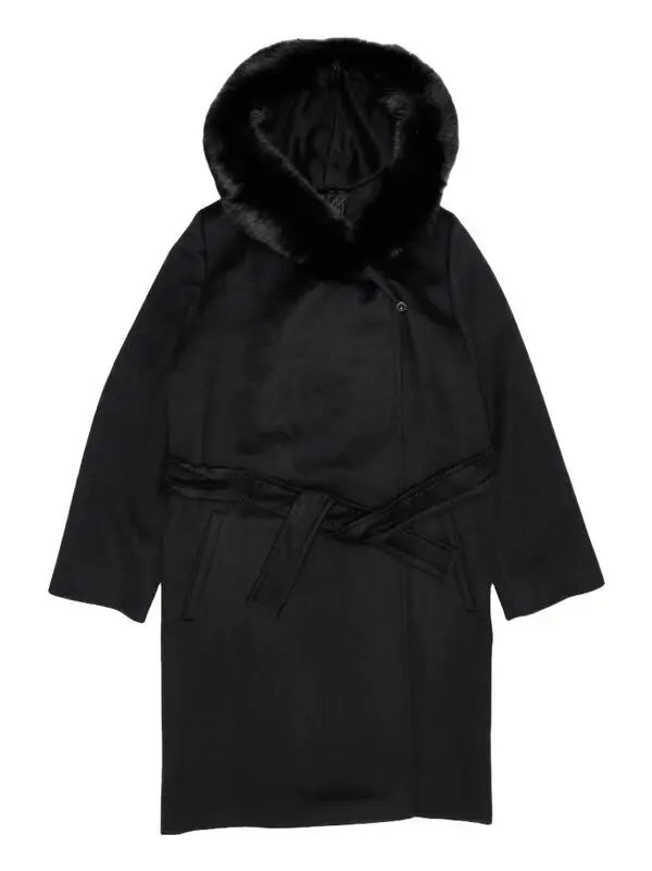 Max Mara Lace-up Hooded Coat - Black