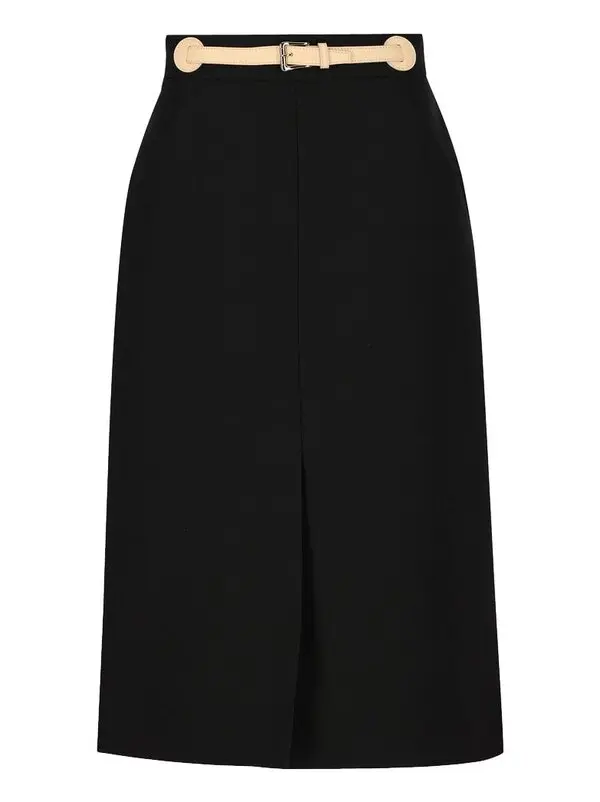Valentino Garavani Belted Front Slit Skirt - Black
