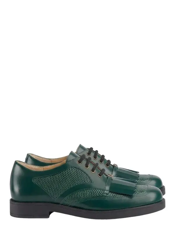Gucci Lace-up Leather Shoes With Tassel Details - Green