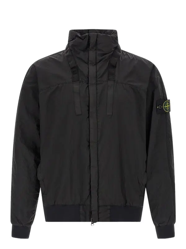 Stone Island Logo Patch Bomber Jacket - Black