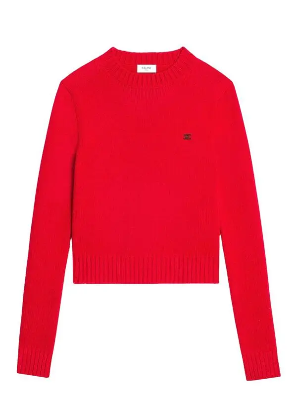 Celine Crewneck Sweater In Wool And Cashmere - Bright Red