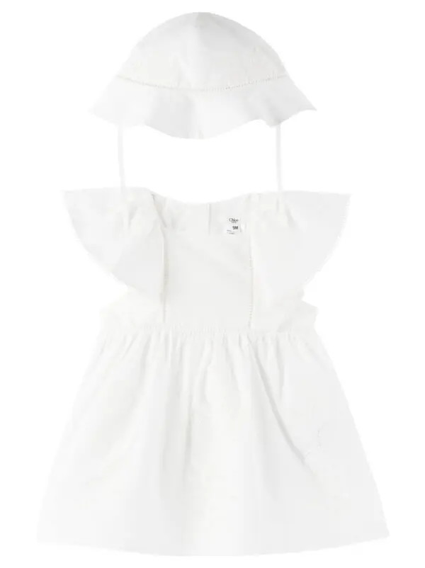Chloé Embroidered Motif Dress And Hat Set - White