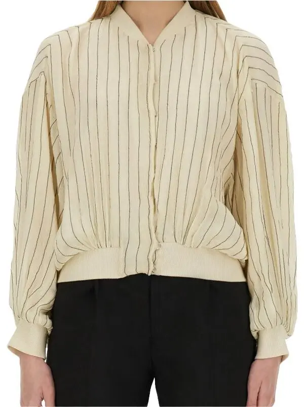 ALYSI Striped Bomber Jacket - Nude