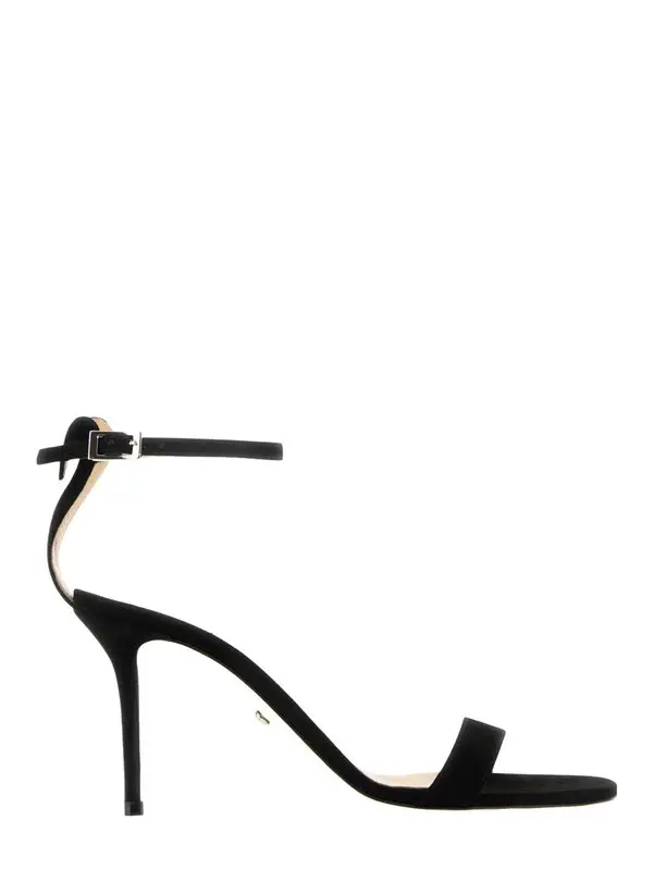 MACHMACH Crystal Bow Ankle Strap Stiletto Sandals - Black