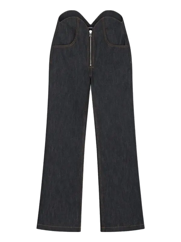 We11Done Uneven Thigh-rise Wide-leg Jeans - Ocean Blue