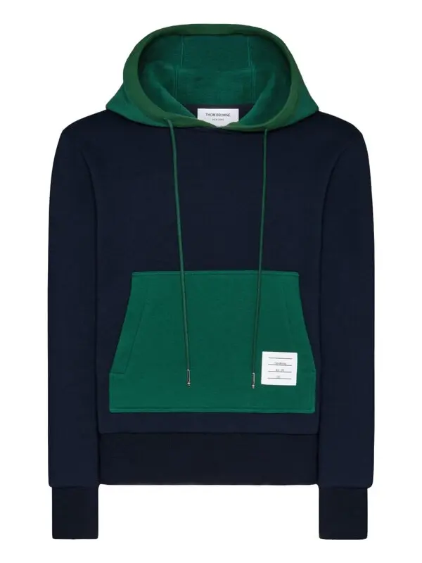 Thom Browne Color-blocked Drawstring Hoodie - Blue
