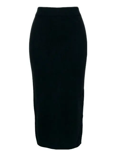 JIL SANDER Wool Midi Skirt - Black