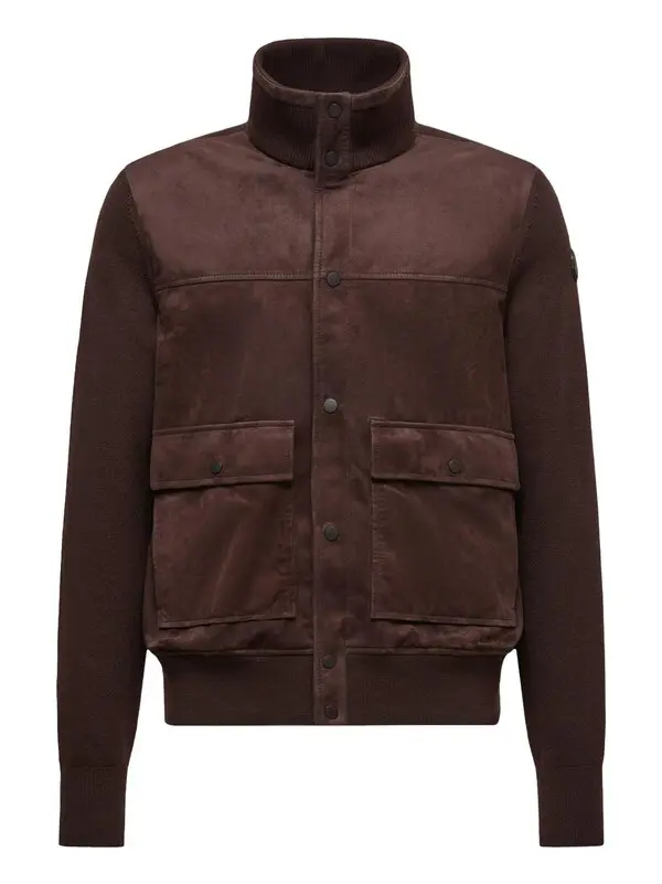 Moncler Wool Suede Cardigan With Snap Button Closure - Chalet Brown