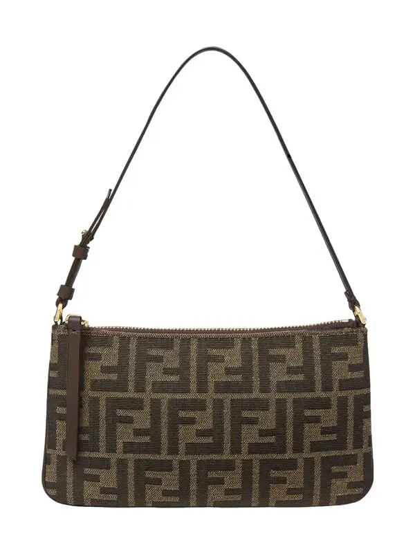 Fendi Ff Jacquard Flat Baguette Pouch - Brown