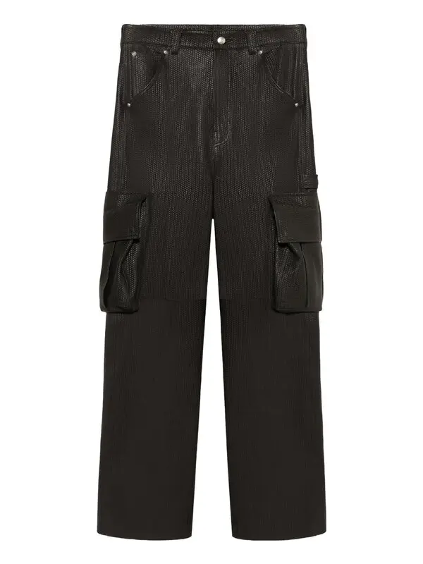 1989 STUDIO Intreccio Leather Cargo Pants - Dark Brown