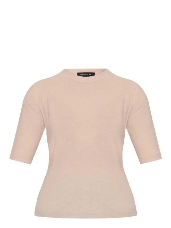 Fabiana Filippi Sequin Embellished Knitted Jumper With Crew Neck - Beige